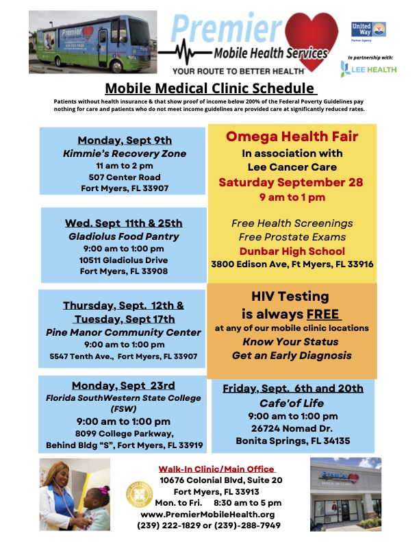 Mobile Clinic Schedule - Premier Mobile Health Services